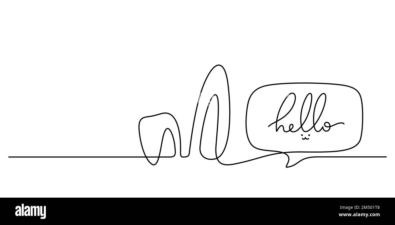 rabbit new year and easter background with hello saying bubble one line ...