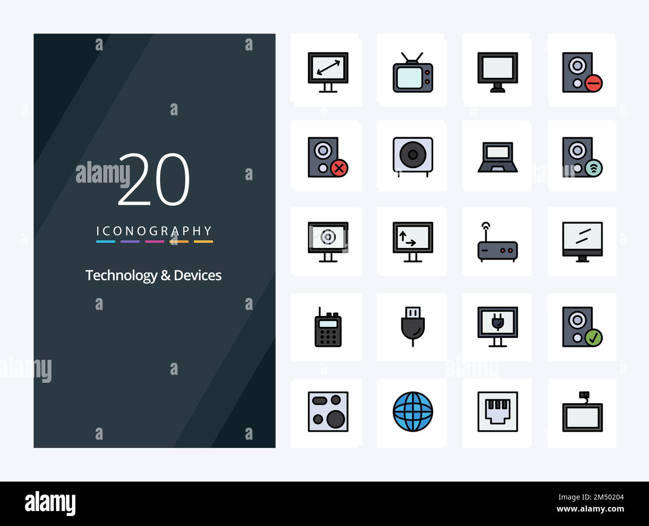 20 Devices line Filled icon for presentation Stock Vector Image & Art ...