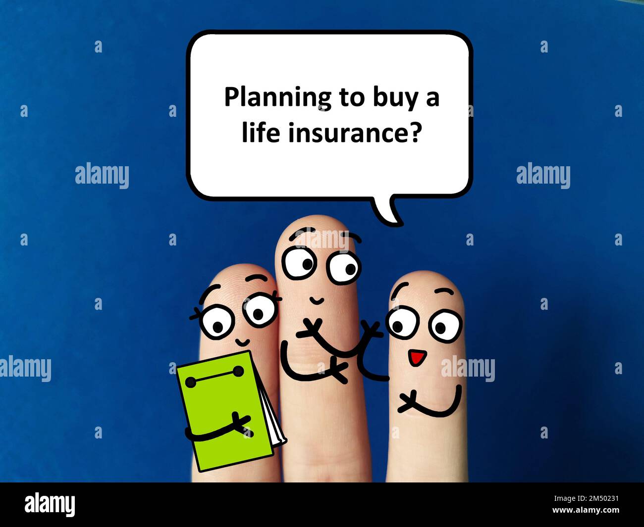 Three fingers are decorated as three person. One of them is asking ...
