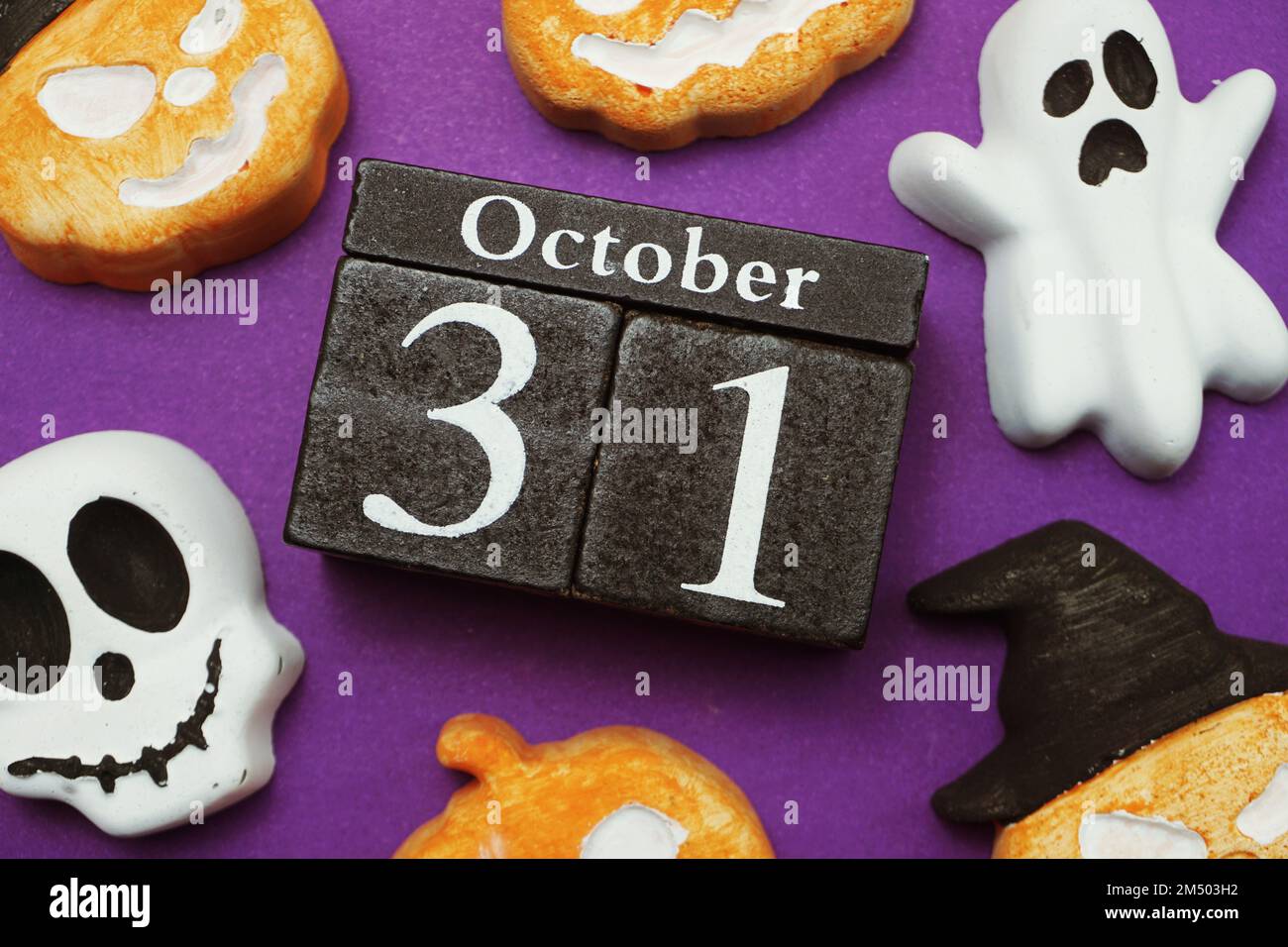 Halloween 31 october with skull and pumpkin decorate with space copy on ...