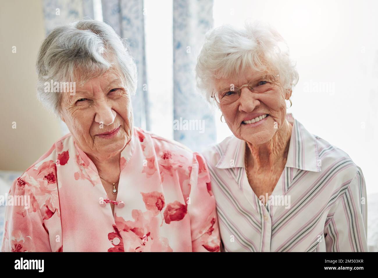 Our friendship is still going strong. Portrait of two happy elderly ...
