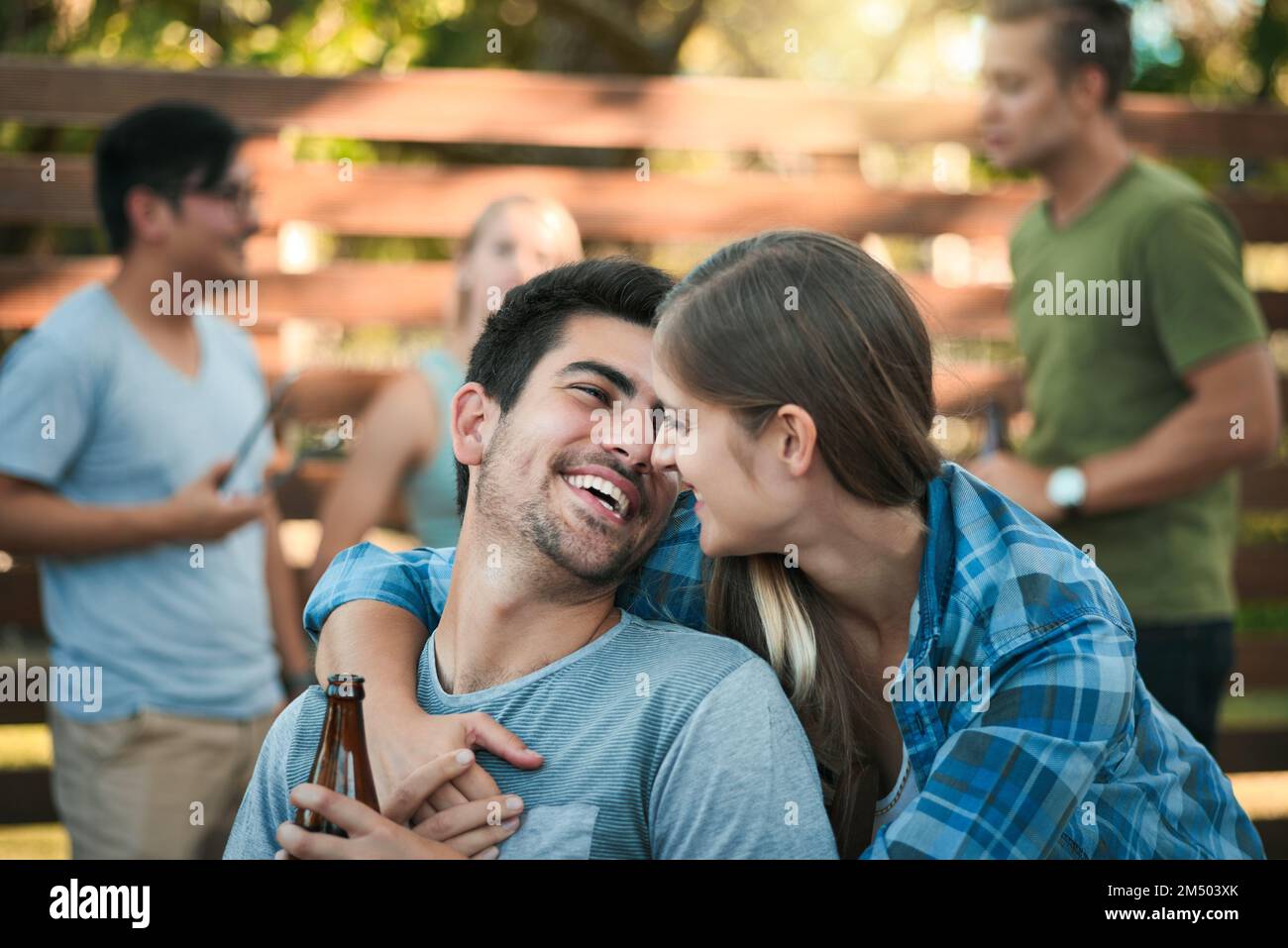 They only have eyes for each other. an affectionate young couple ...