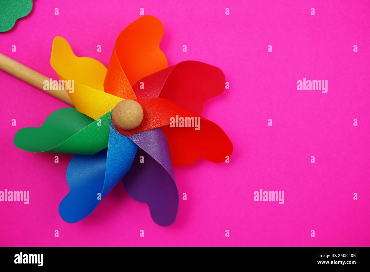 colorful pinwheel with space copy isolated on pink background Stock ...