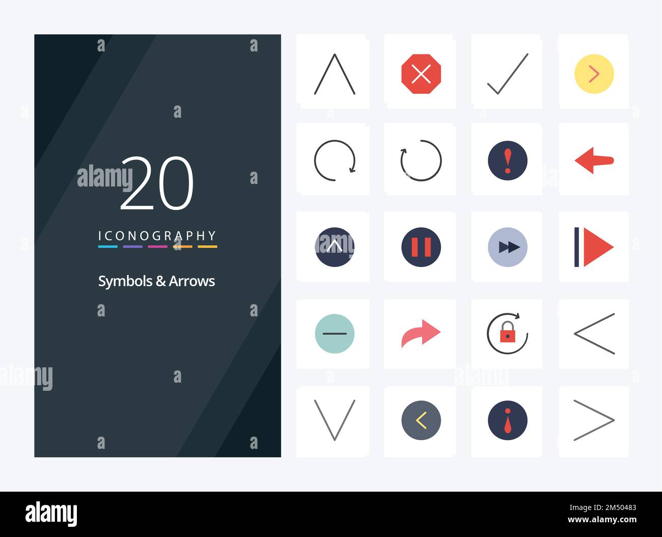 20 Symbols Arrows Flat Color icon for presentation Stock Vector Image ...