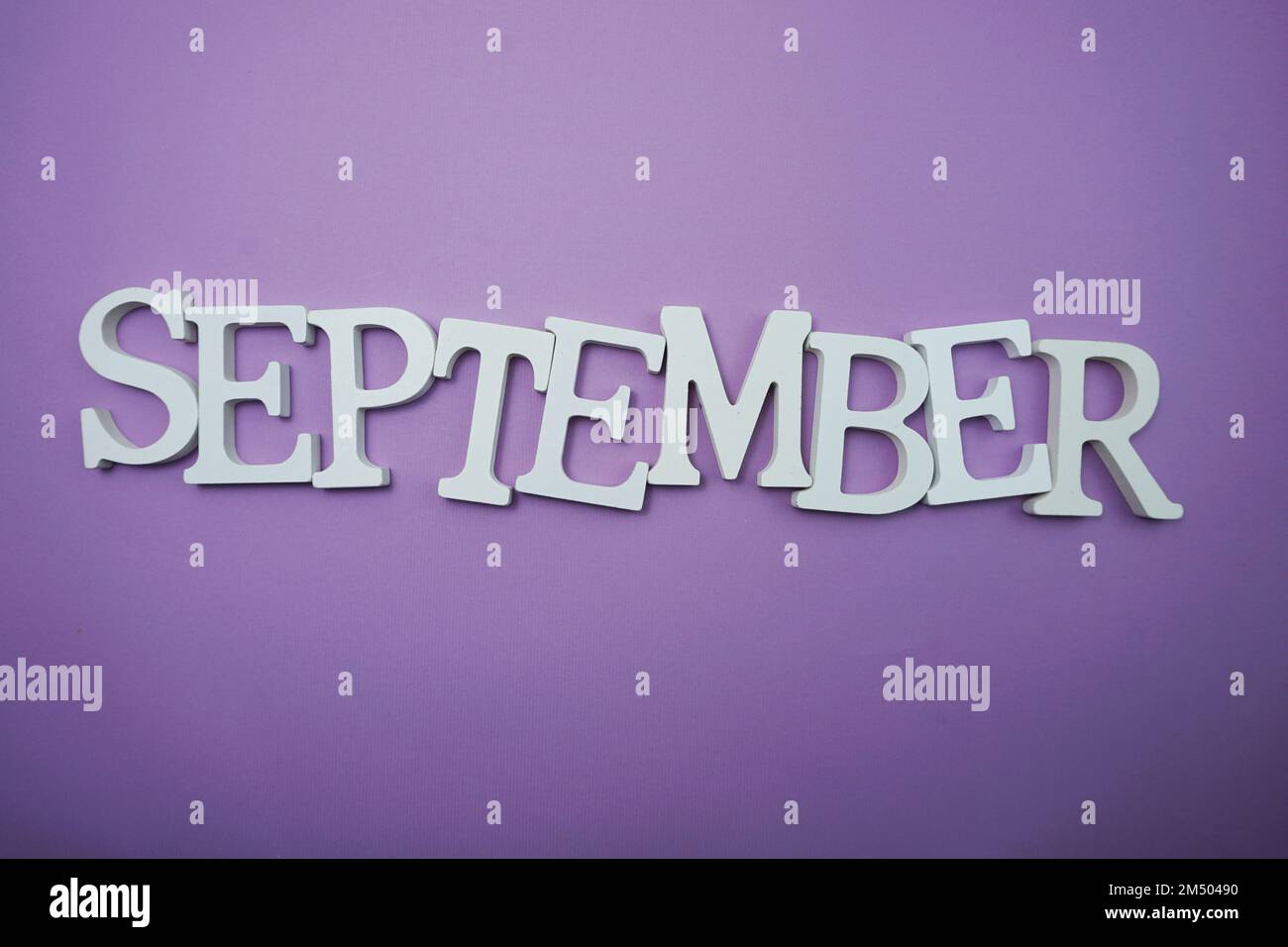 September alphabet letter with space copy on Purple background Stock ...