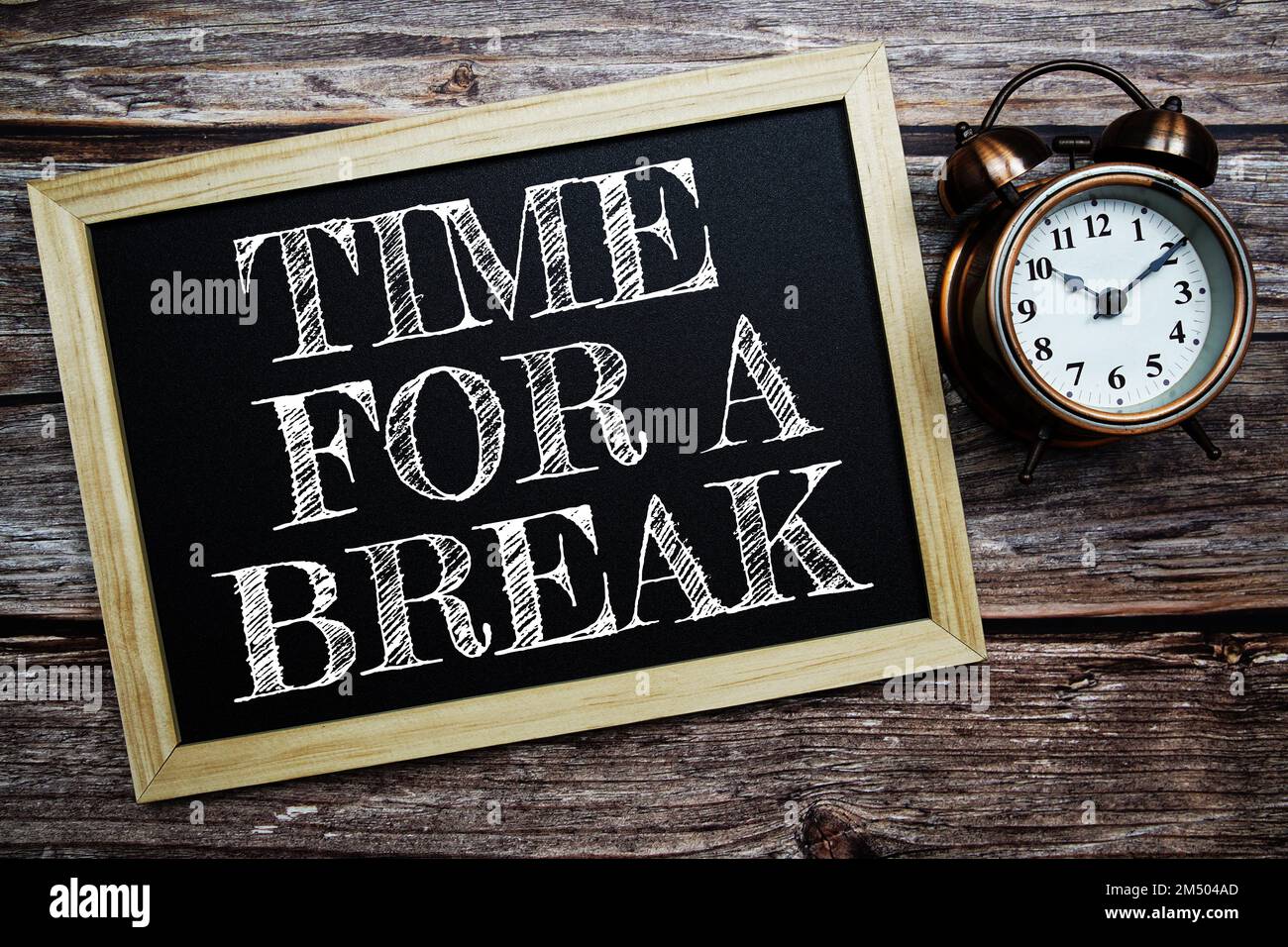 Time For a Break word with alarm clock on wooden background Stock Photo ...