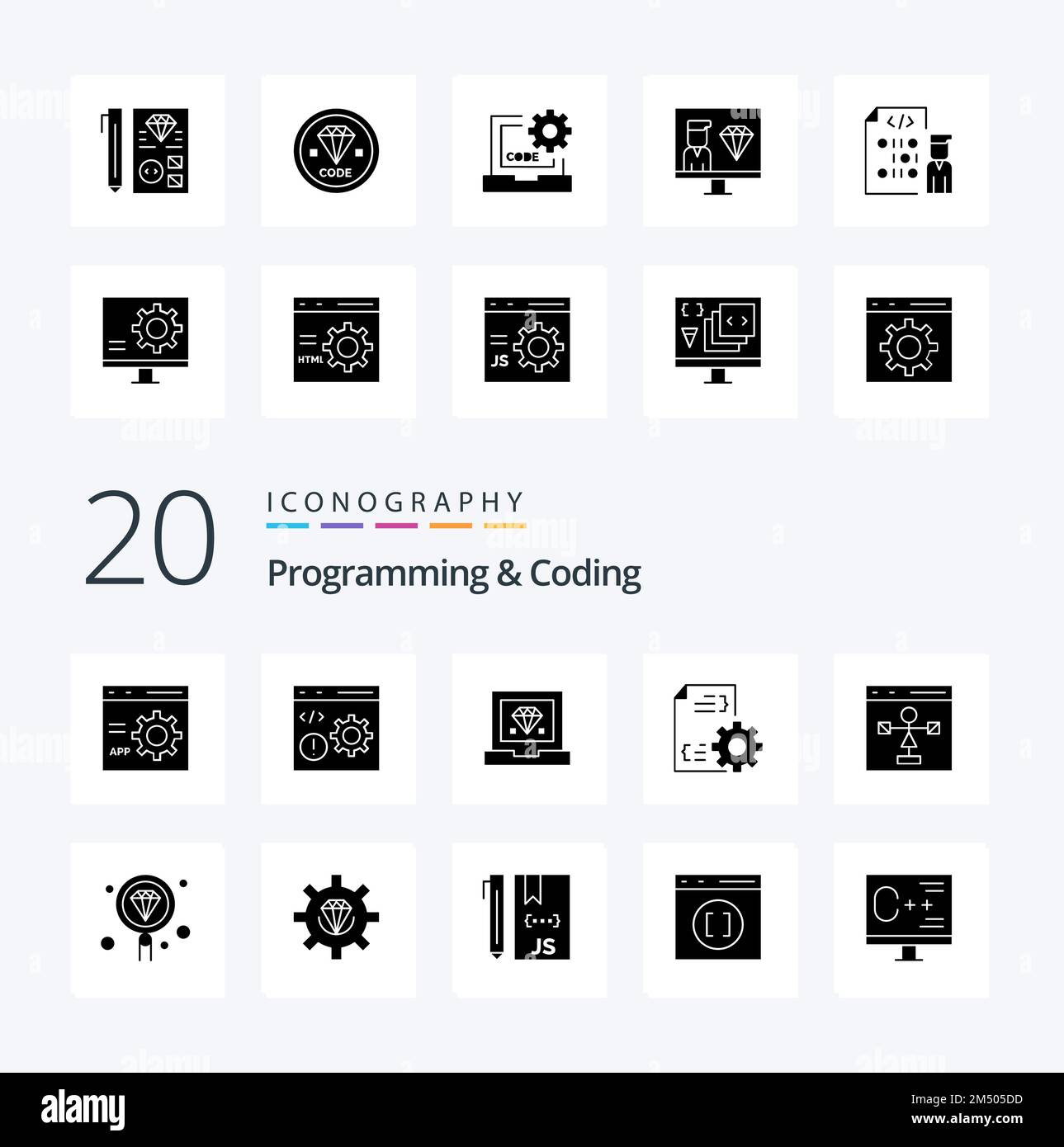 20 Programming And Coding Solid Glyph Icon Pack Like Development Bug