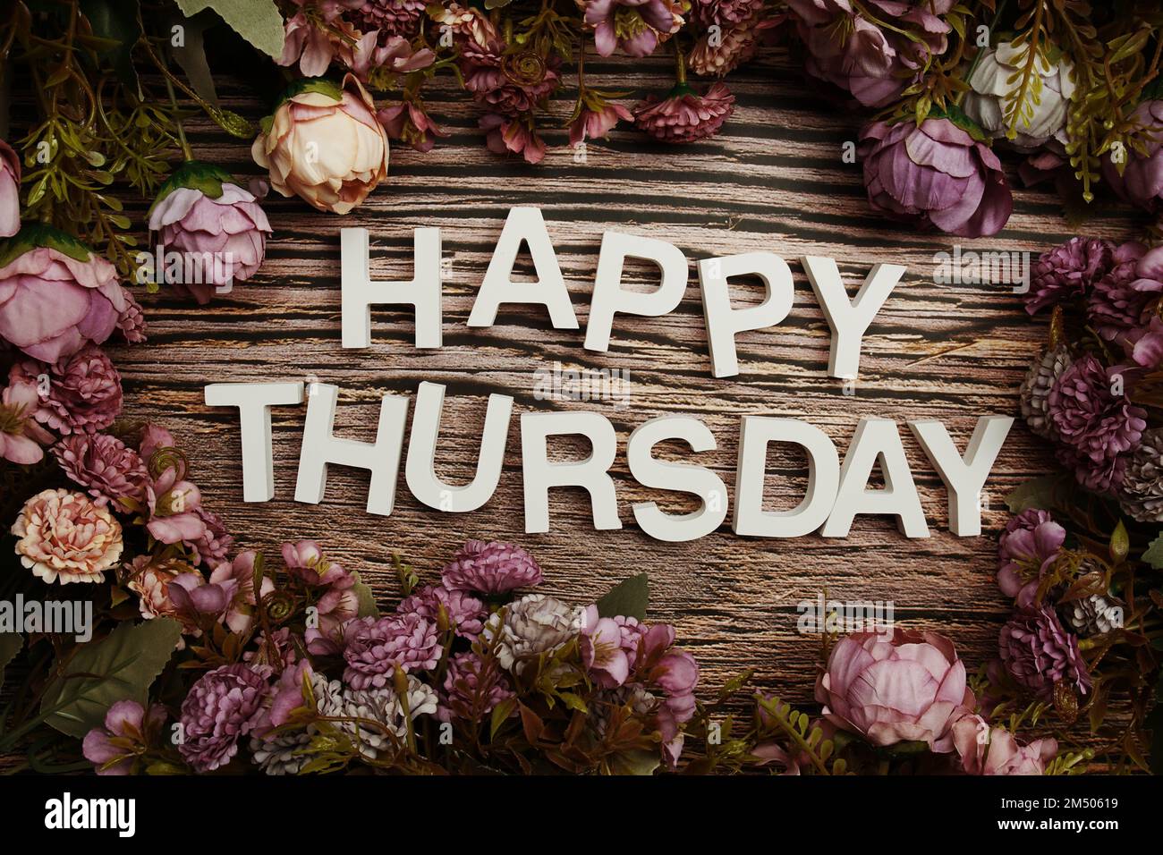 Happy Thursday alphabet letters with LED cotton balls decorate on ...