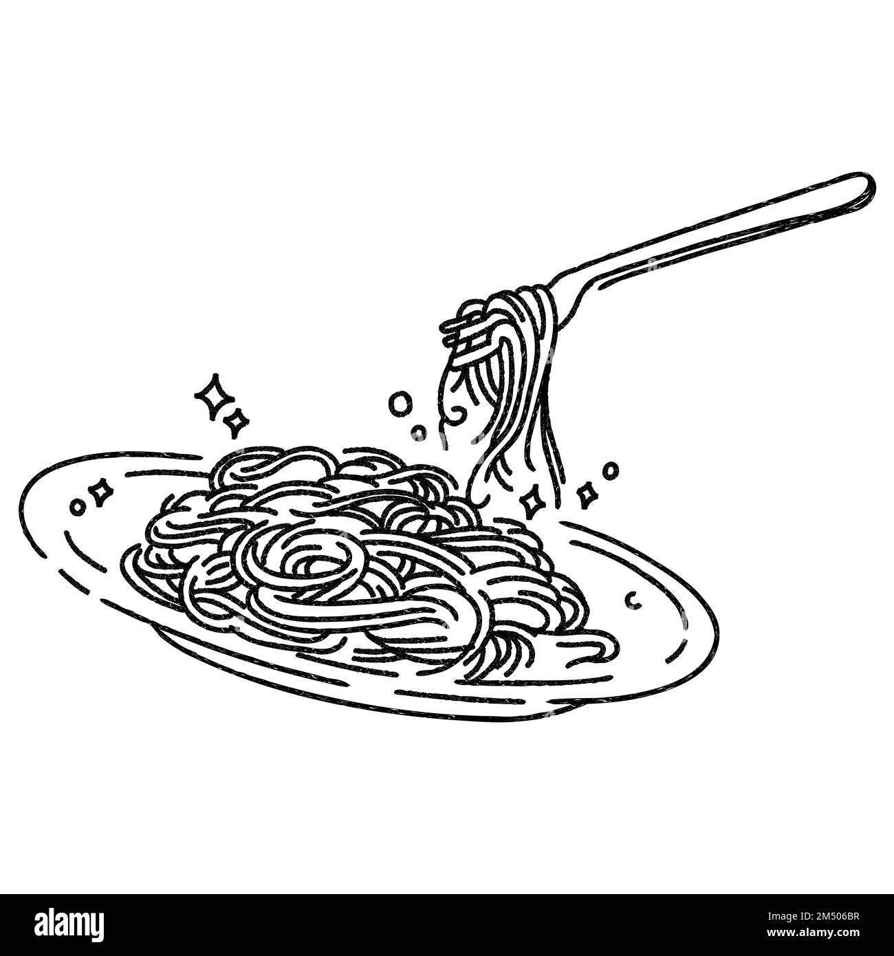 spaghetti dish hand drawn outline style vector illustration isolated on ...