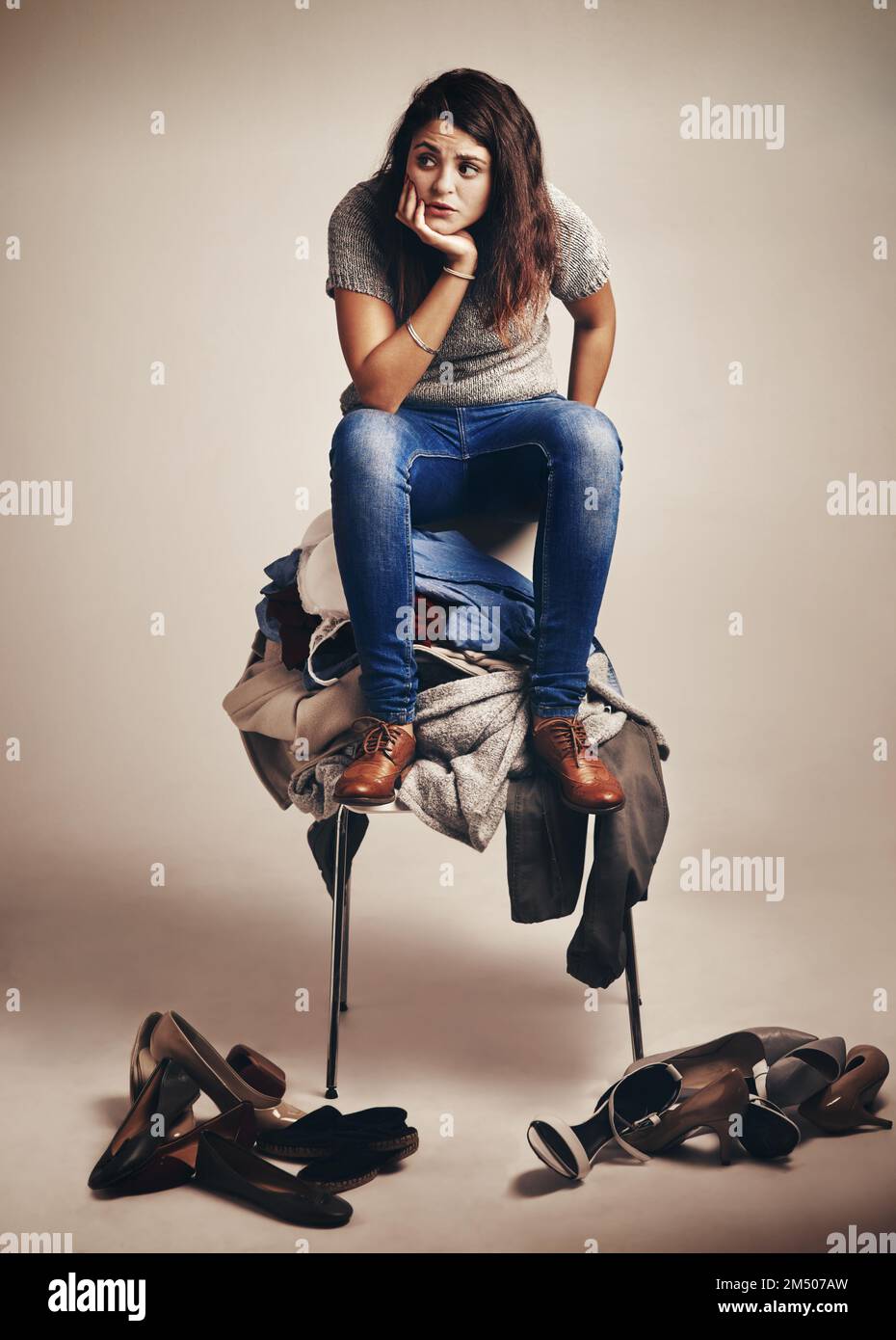 When you cant find an outfit...nothing makes sense anymore. Studio shot ...