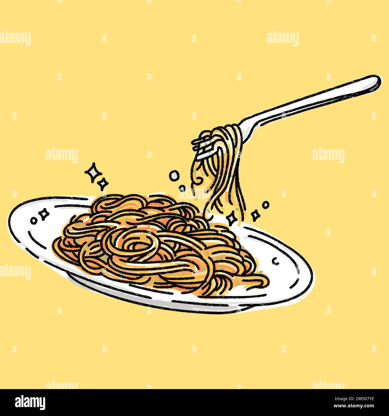spaghetti dish hand drawn outline style vector illustration isolated on ...