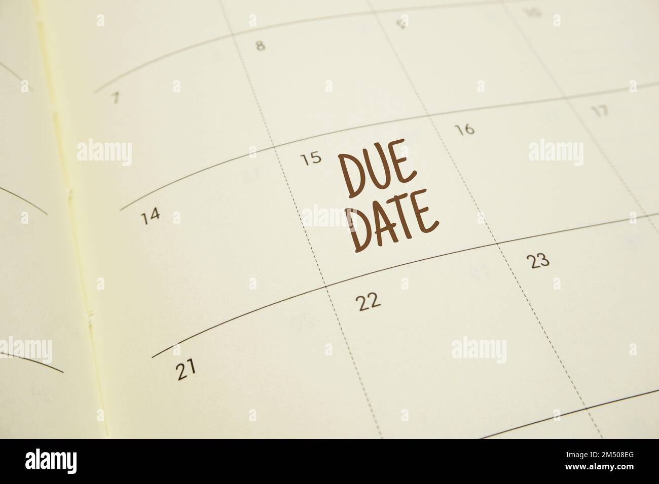 Due Date typography text on schedule planning Stock Photo - Alamy