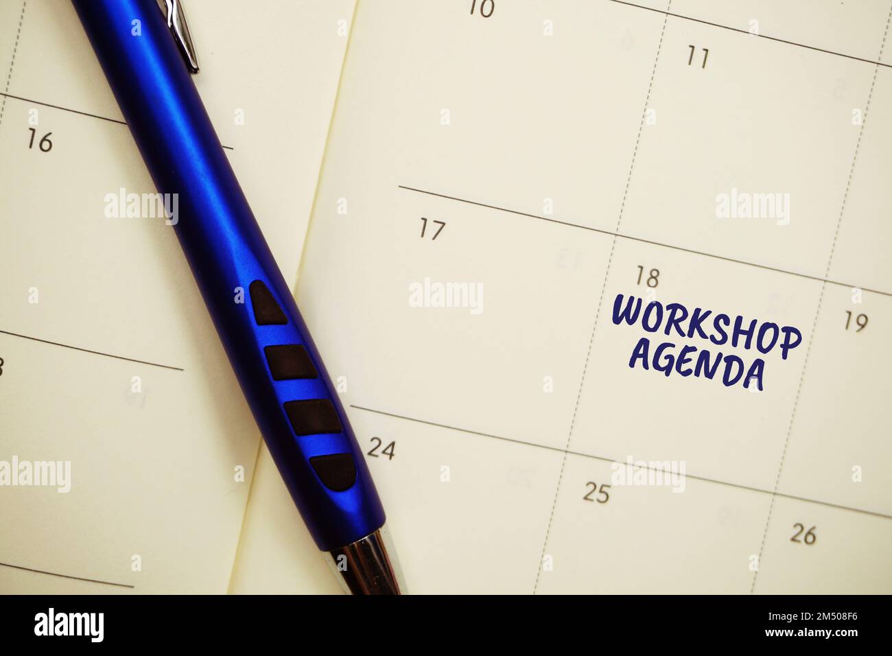 Workshop Agenda typography text on schedule planning Stock Photo - Alamy