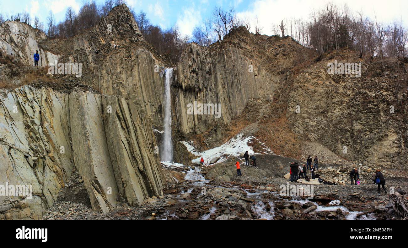 Laza village. Gabala region. Azerbaijan. 12.04.2016. A group of ...
