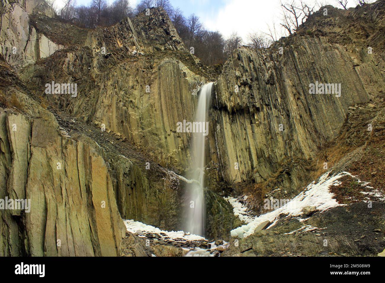 Beautiful waterfall Ziyvya in the mountains. Laza village. Gabala ...
