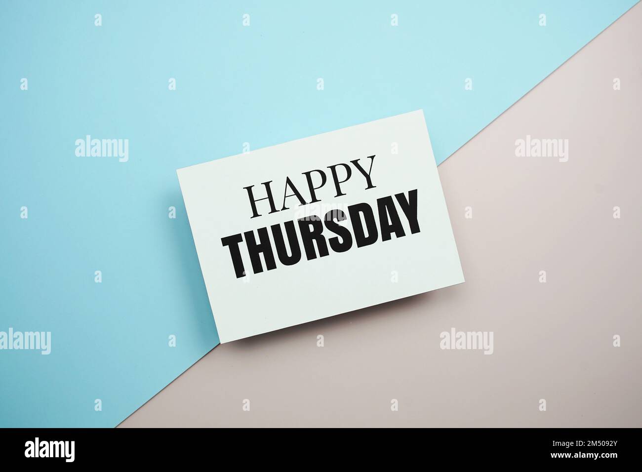 Happy Thursday text message on blue and pink background Stock Photo - Alamy
