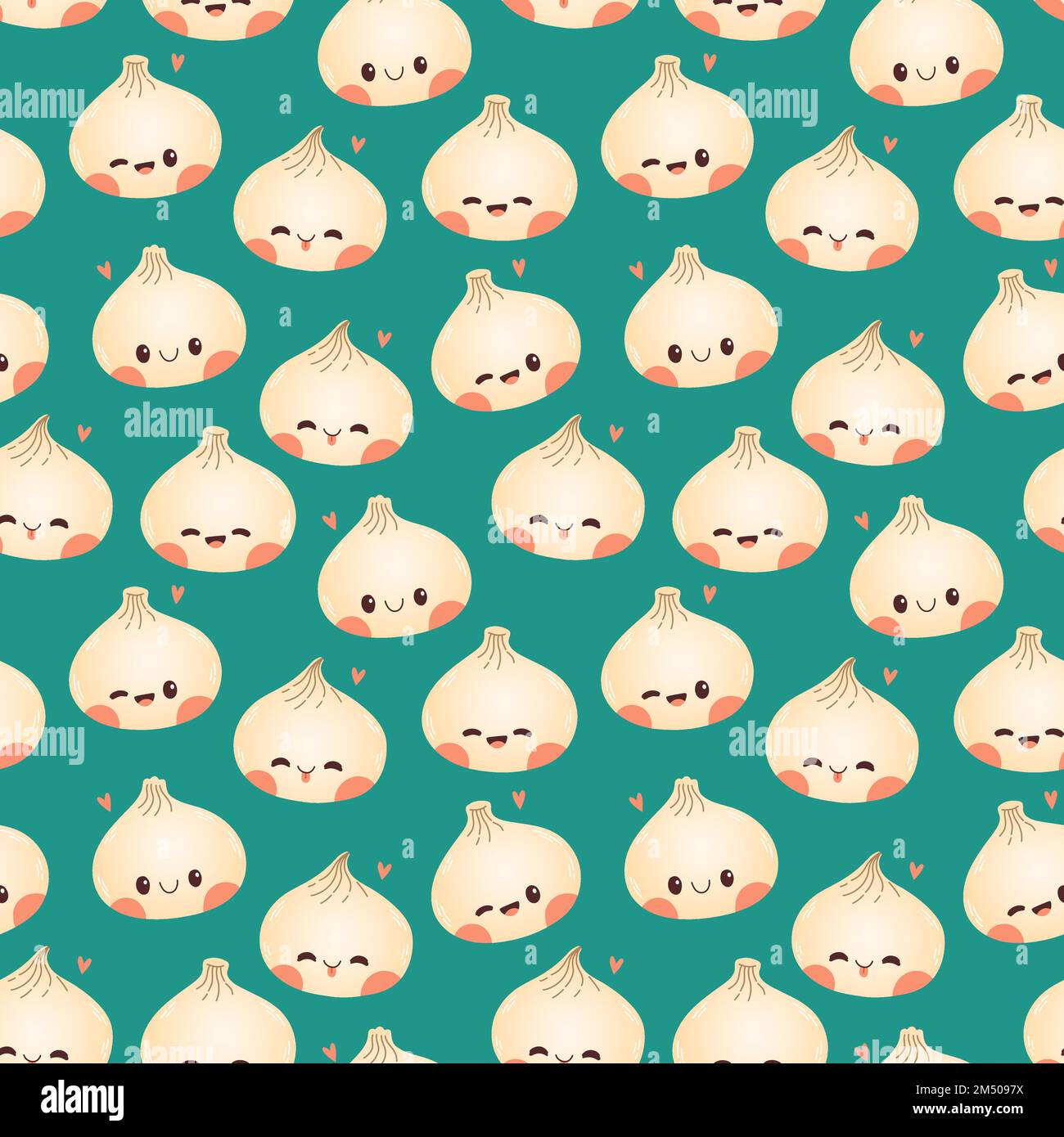 Dumpling and gyoza seamless pattern vector drawing. Traditional ...