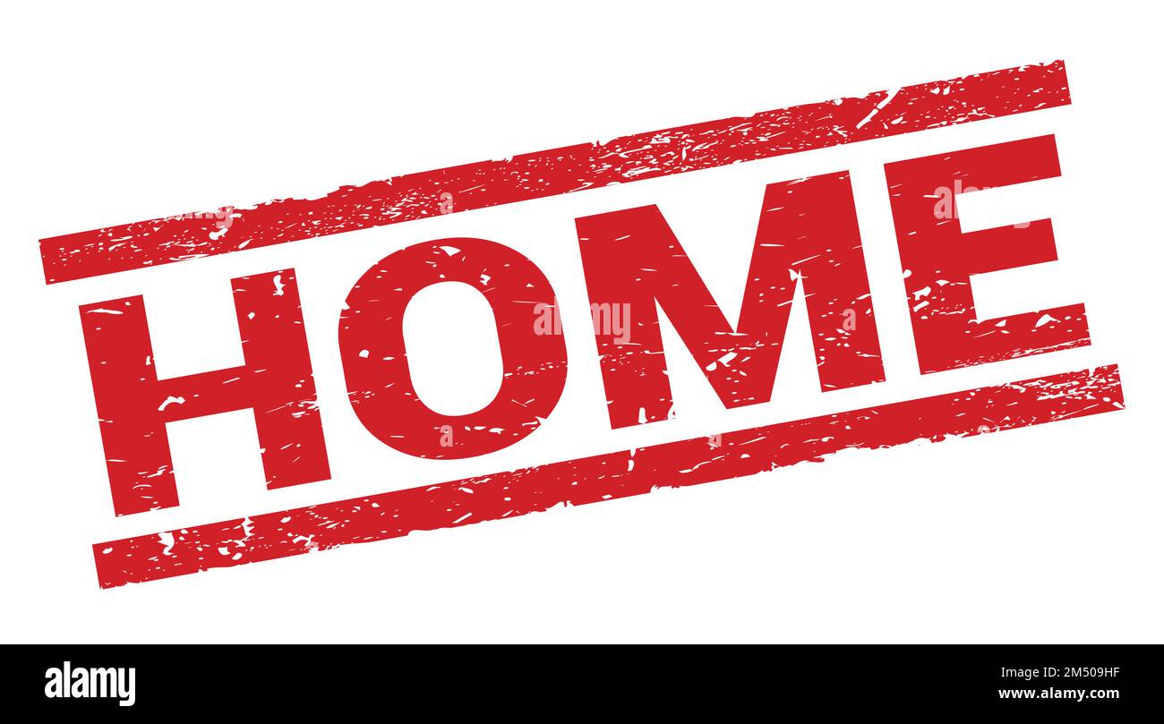 HOME text written on red rectangle stamp sign Stock Photo - Alamy