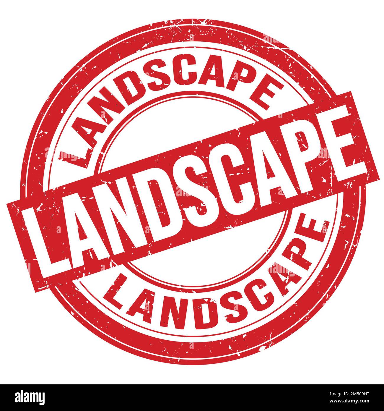 LANDSCAPE text written on red round grungy stamp sign Stock Photo - Alamy