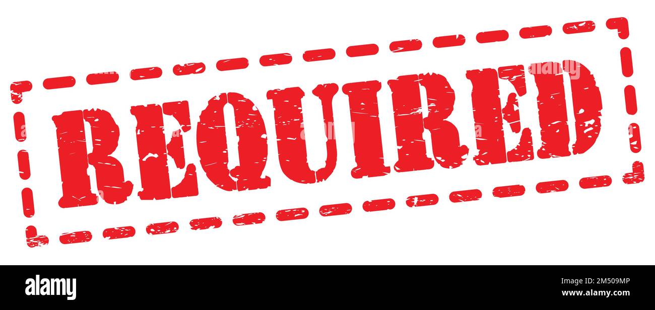 REQUIRED text written on red dash stamp sign Stock Photo - Alamy