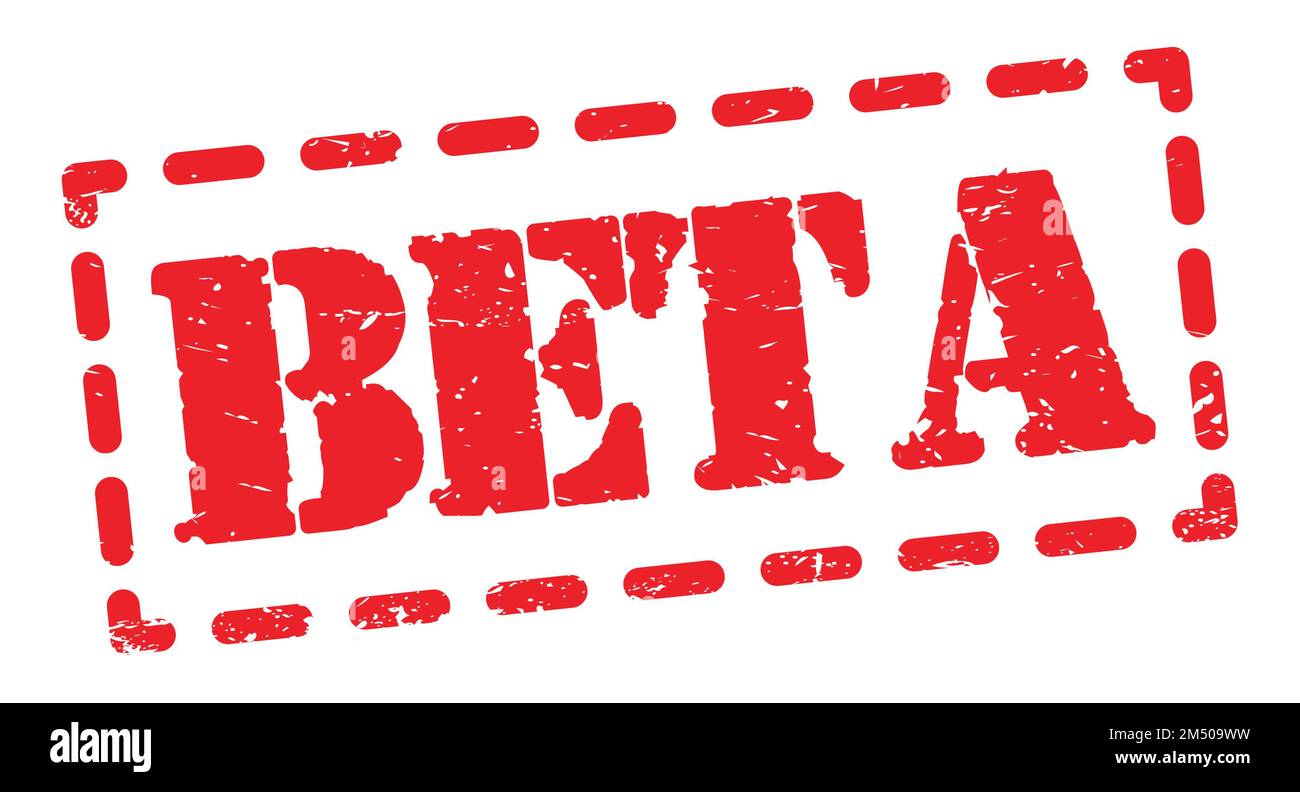 BETA text written on red dash stamp sign Stock Photo - Alamy