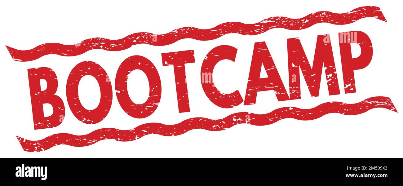 BOOTCAMP text written on red lines stamp sign Stock Photo - Alamy