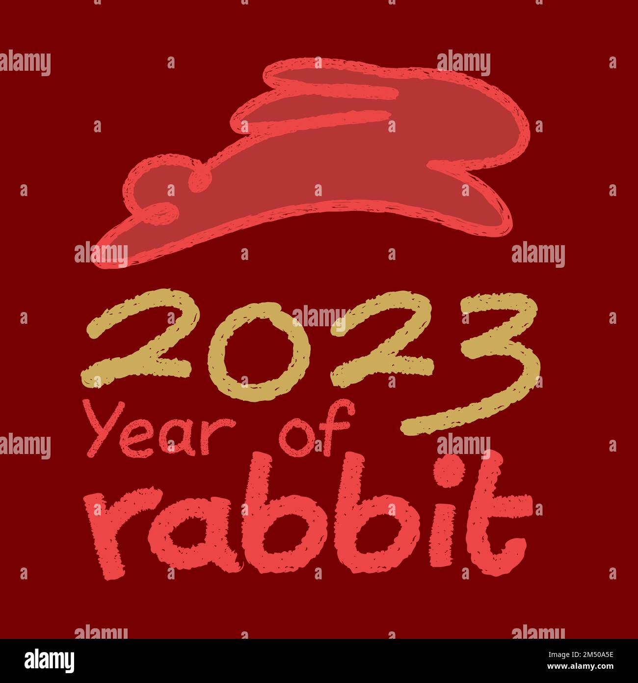 2023 year of the rabbit hand written textured brush rustic style vector ...