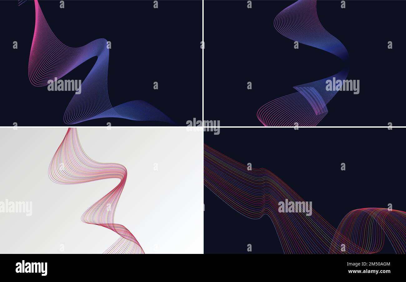 Enhance your designs with this set of 4 vector line backgrounds Stock ...