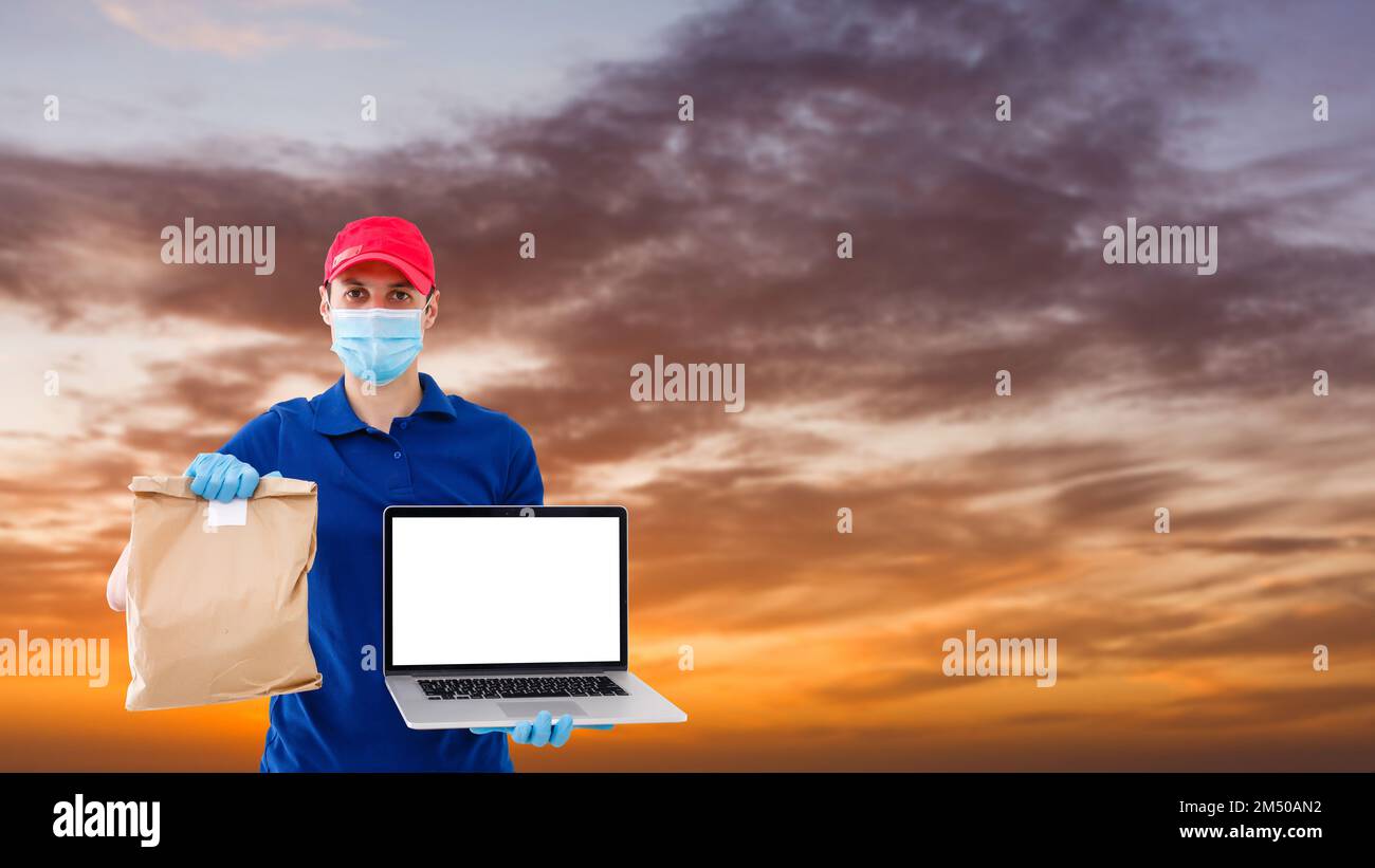 Takeaway employee face mask giving hi-res stock photography and images ...