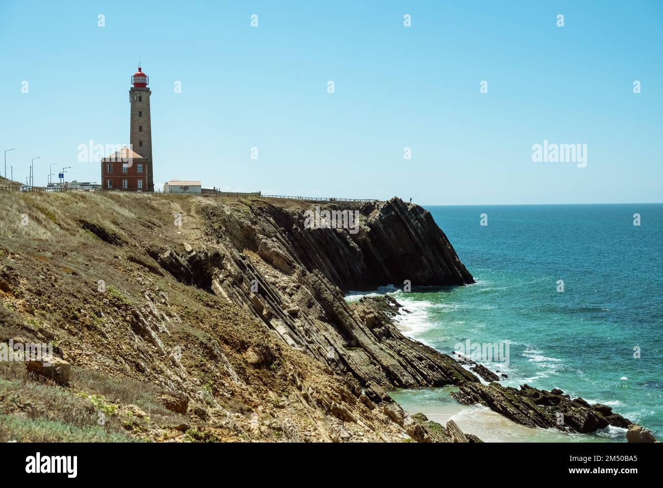 View of the Penedo de Sausade lighthouse on the Atlantic Coast of ...