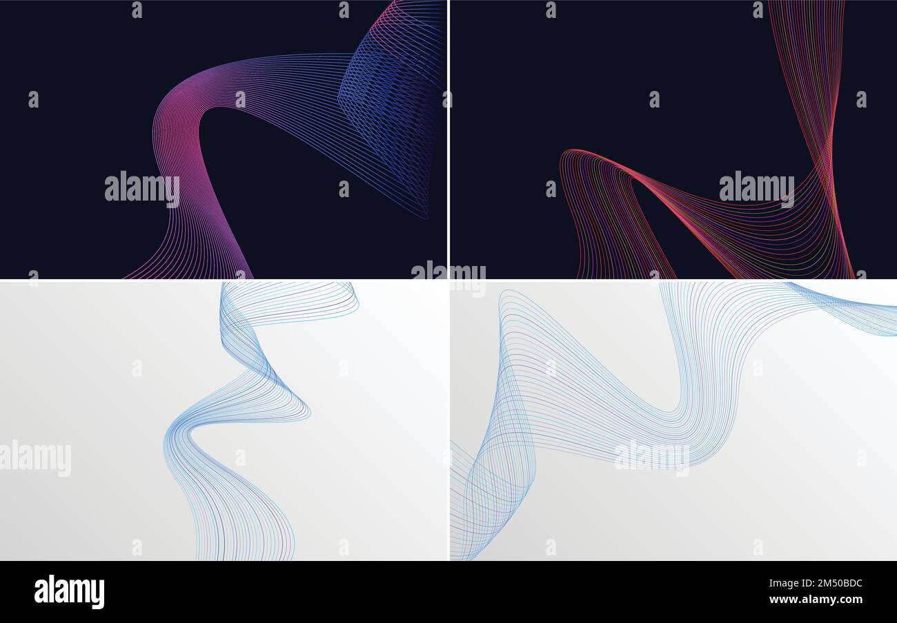 Set of 4 vector line backgrounds to elevate your designs Stock Vector ...