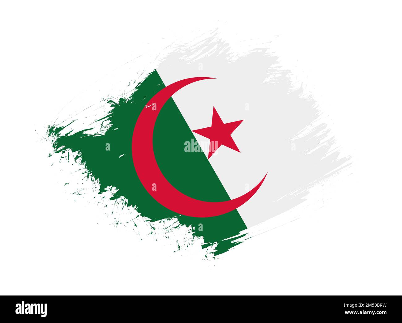 Algeria flag with abstract paint brush texture effect on white ...