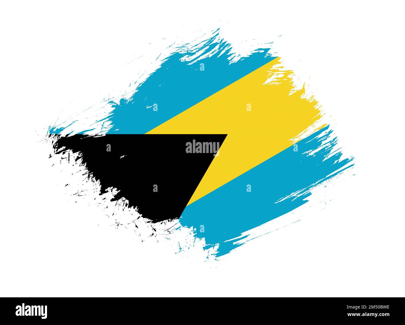 Bahamas flag with abstract paint brush texture effect on white ...