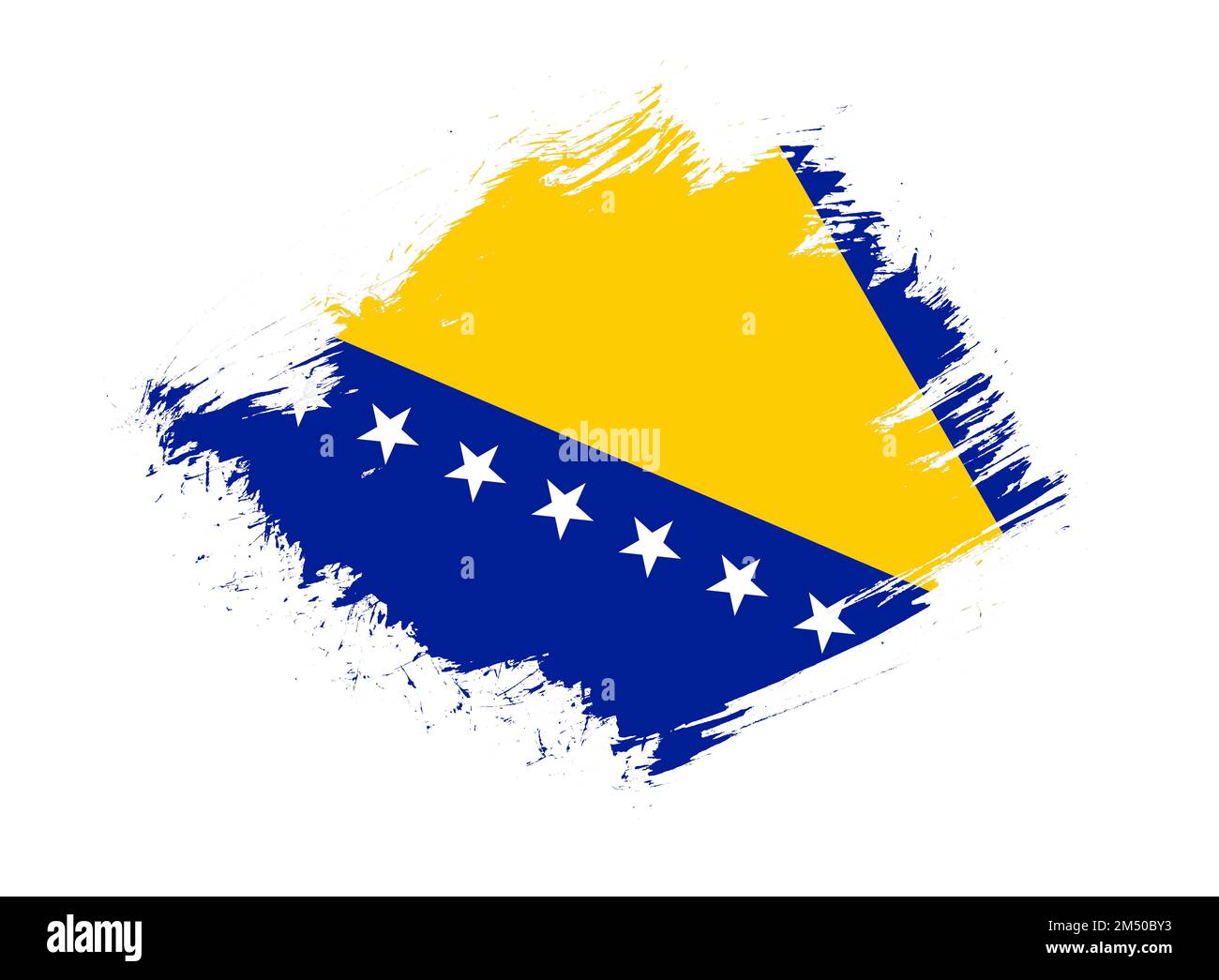 Bosnia and herzegovina flag with abstract paint brush texture effect on ...