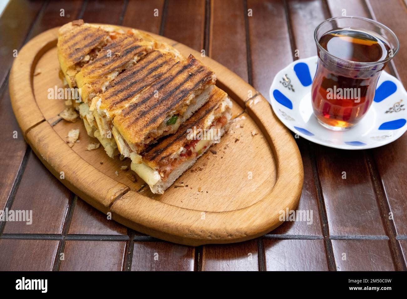 Toast and turkish or black tea. Turkish tea, toast or sandwich on a ...