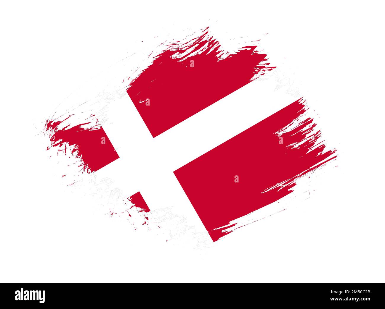 Denmark flag with abstract paint brush texture effect on white ...