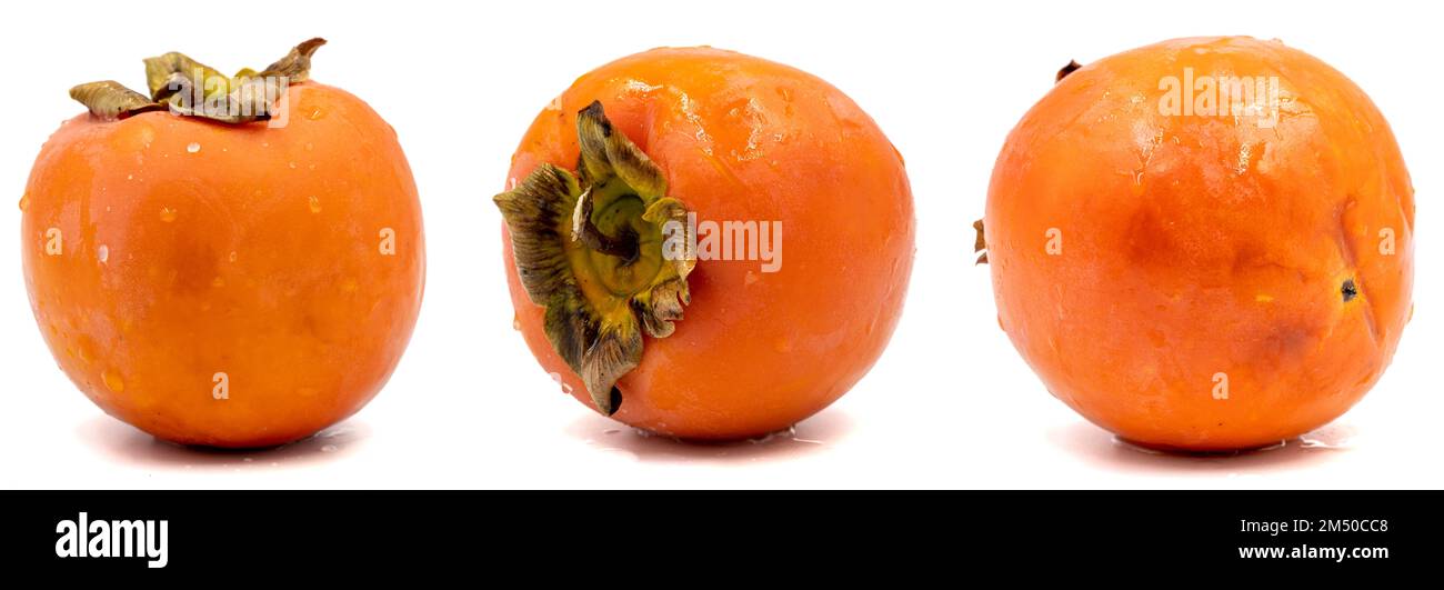 Set of persimmon images. Persimmon isolated on a white background ...