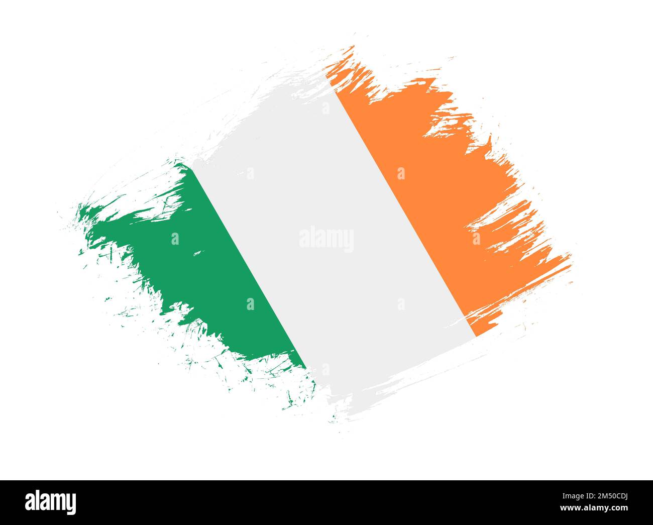 Ireland flag with abstract paint brush texture effect on white ...