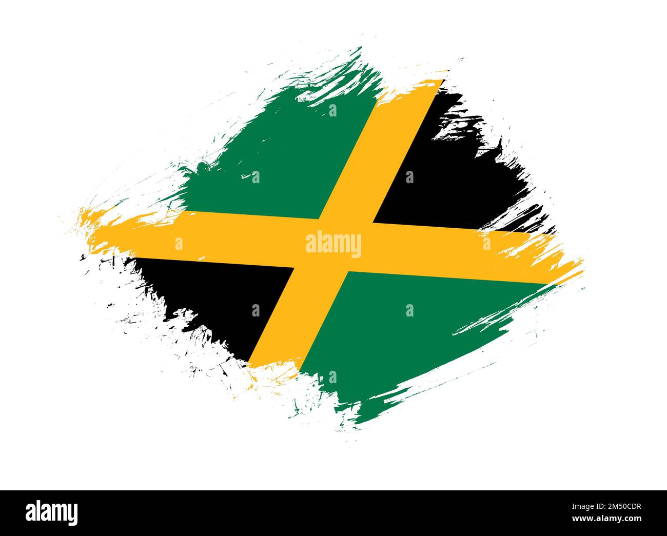 Jamaica flag with abstract paint brush texture effect on white ...