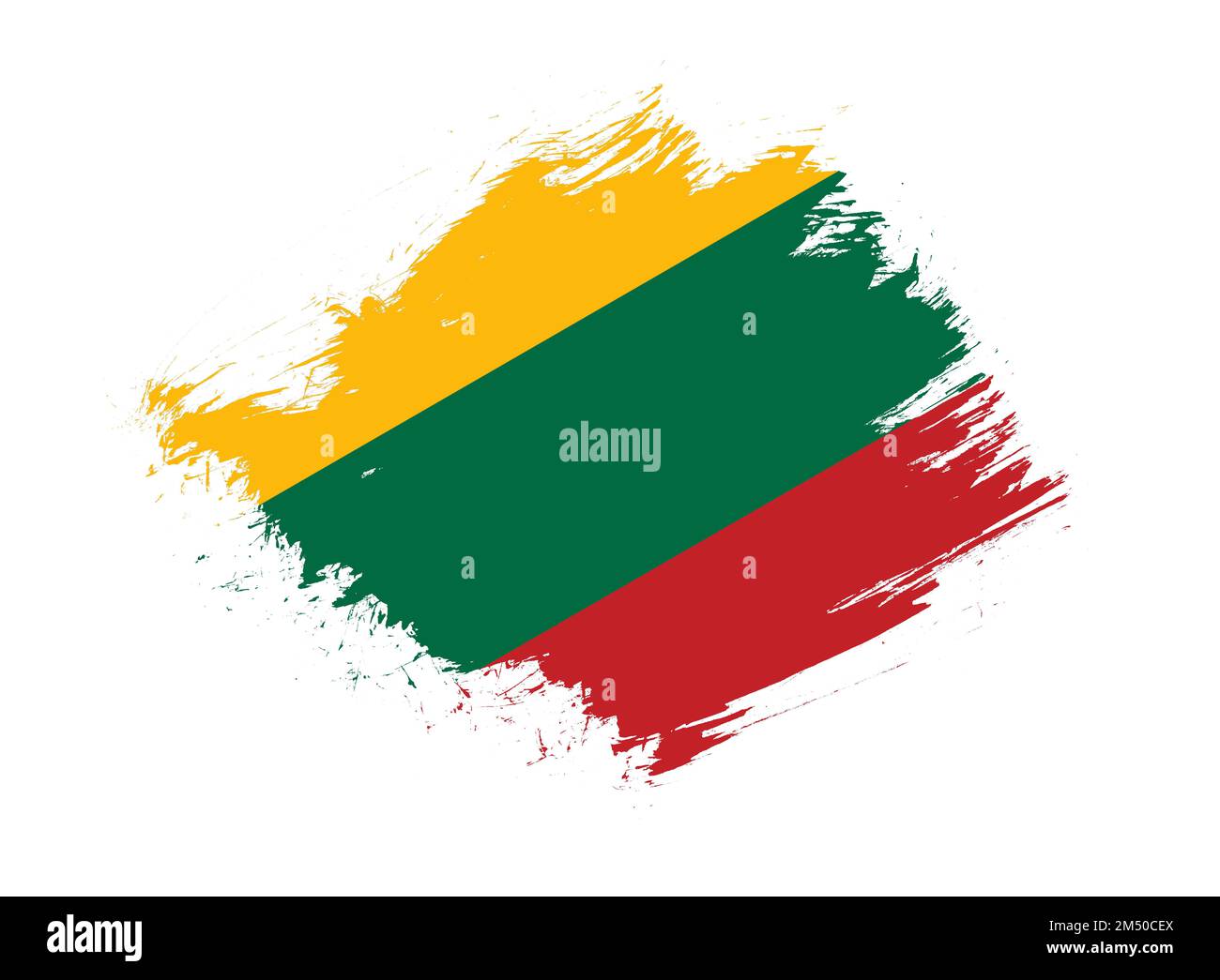 Lithuania flag with abstract paint brush texture effect on white ...