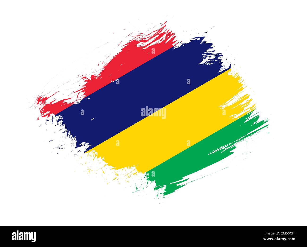 Mauritius flag with abstract paint brush texture effect on white ...