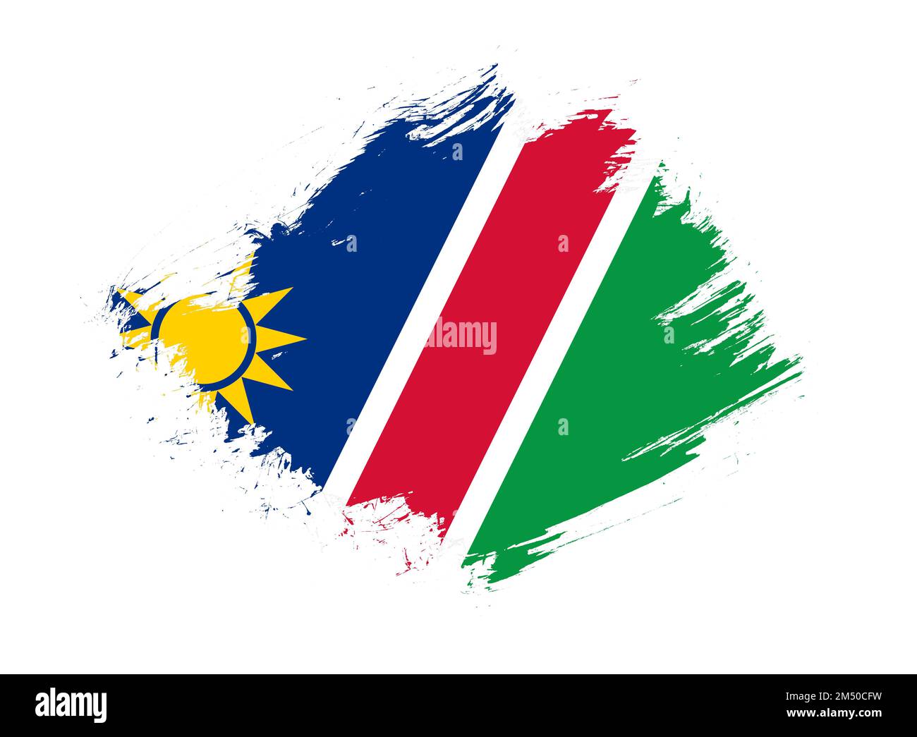 Namibia flag with abstract paint brush texture effect on white ...