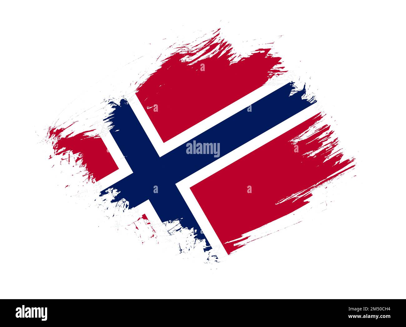 Norway flag with abstract paint brush texture effect on white ...