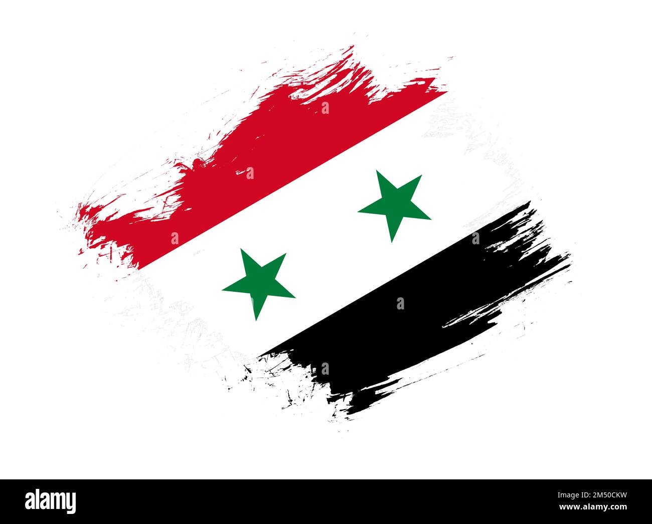 Syria flag with abstract paint brush texture effect on white background ...