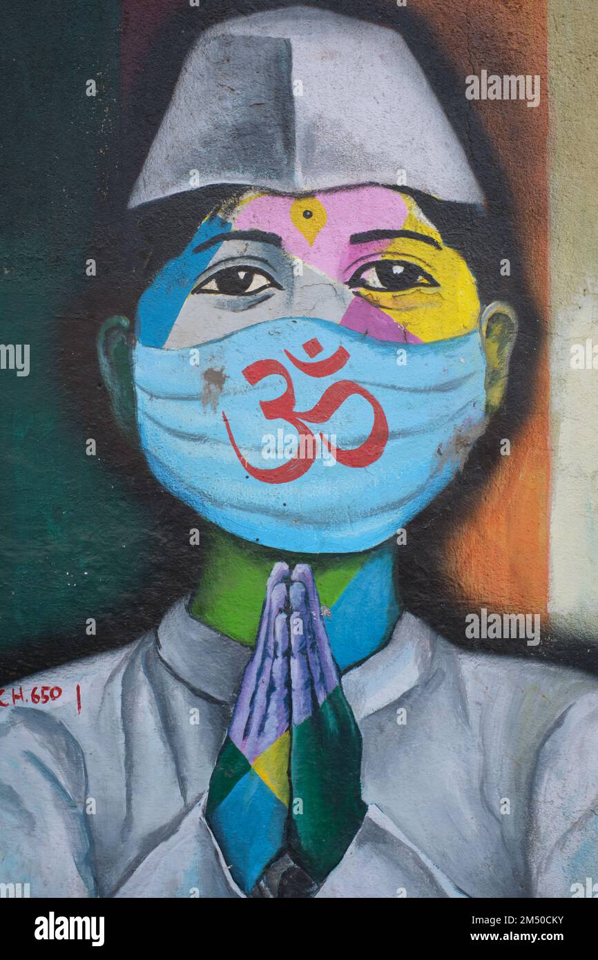 A Covid-19 themed wall painting in the Byculla / Nagpada area of Mumbai ...