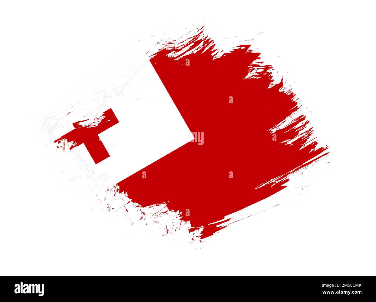 Tonga flag with abstract paint brush texture effect on white background ...