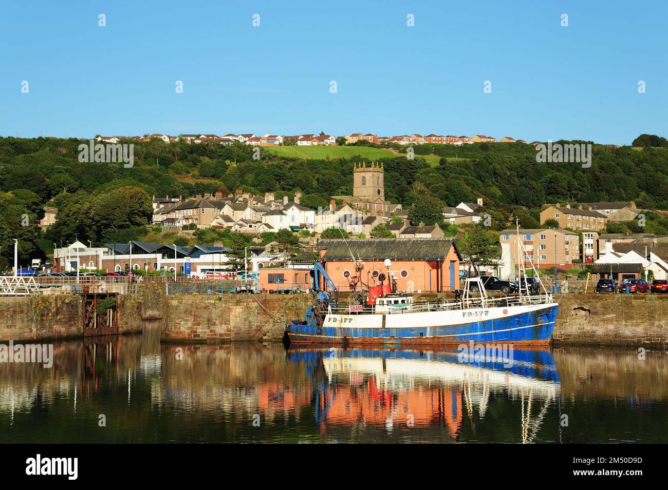 The reflection on the water surface of the harbor at Whitehaven, on ...
