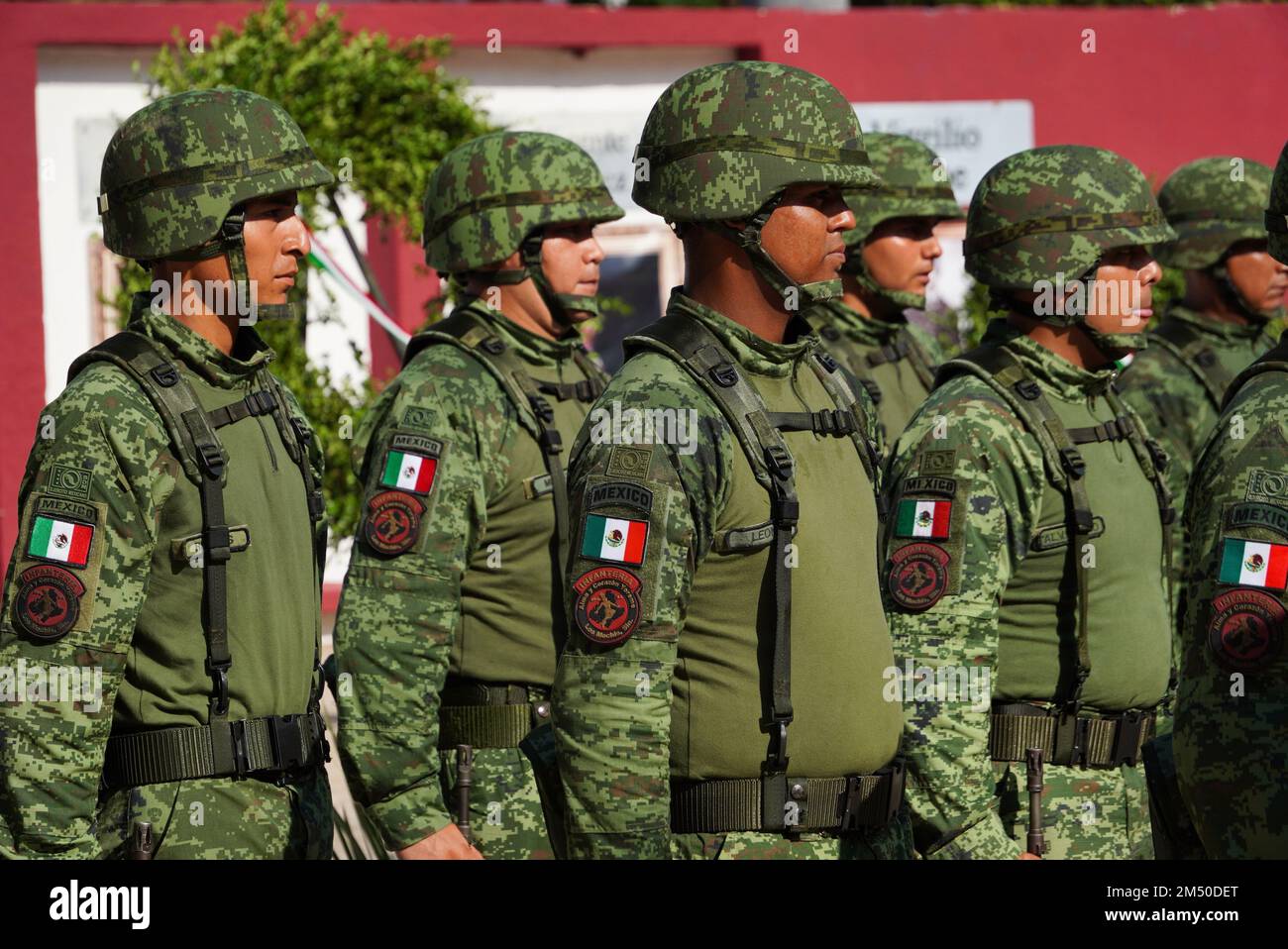 The Mexican soldiers, military forces during a civic ceremony on the ...
