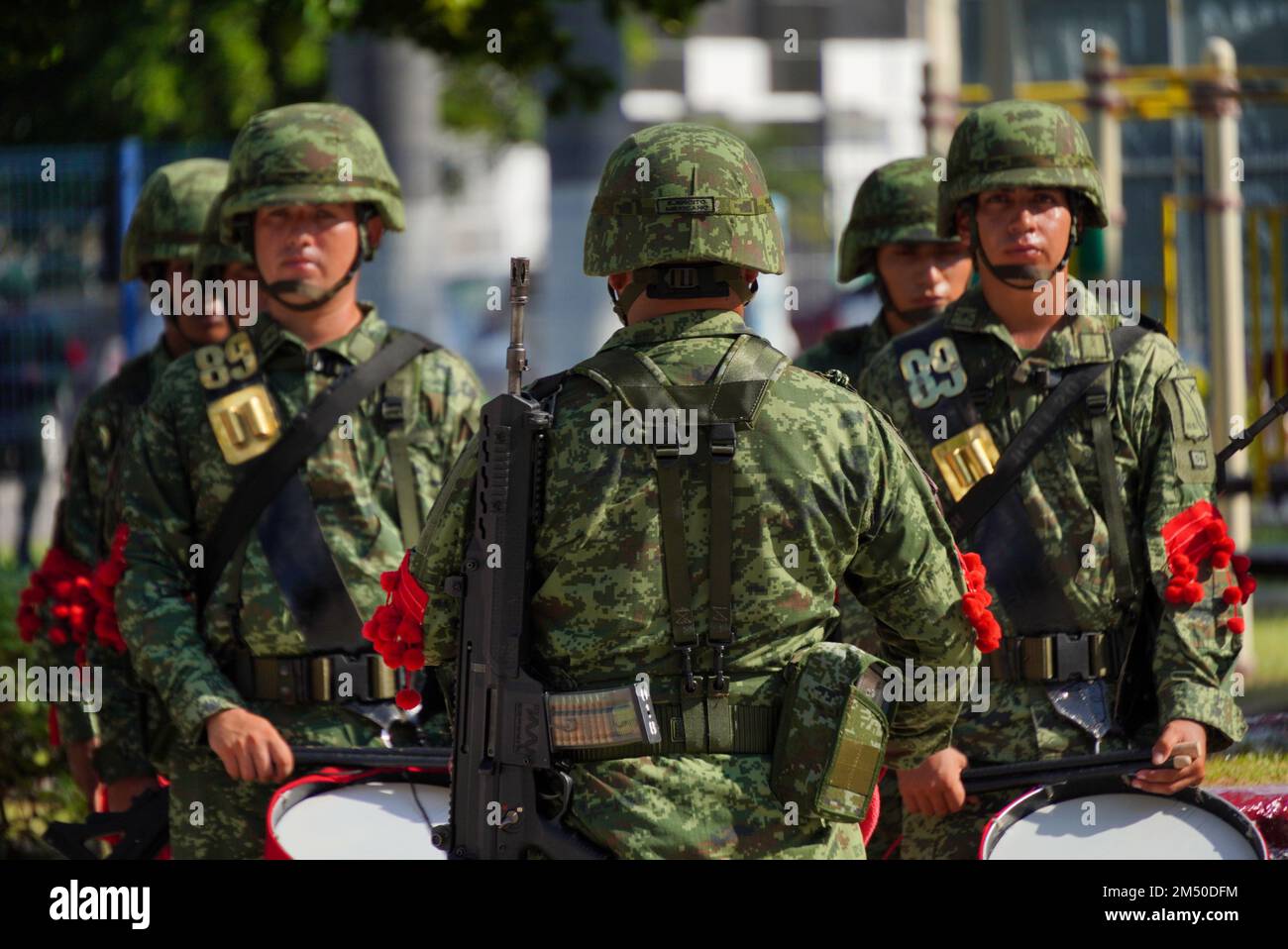 The Mexican soldiers, military forces during a civic ceremony on the ...