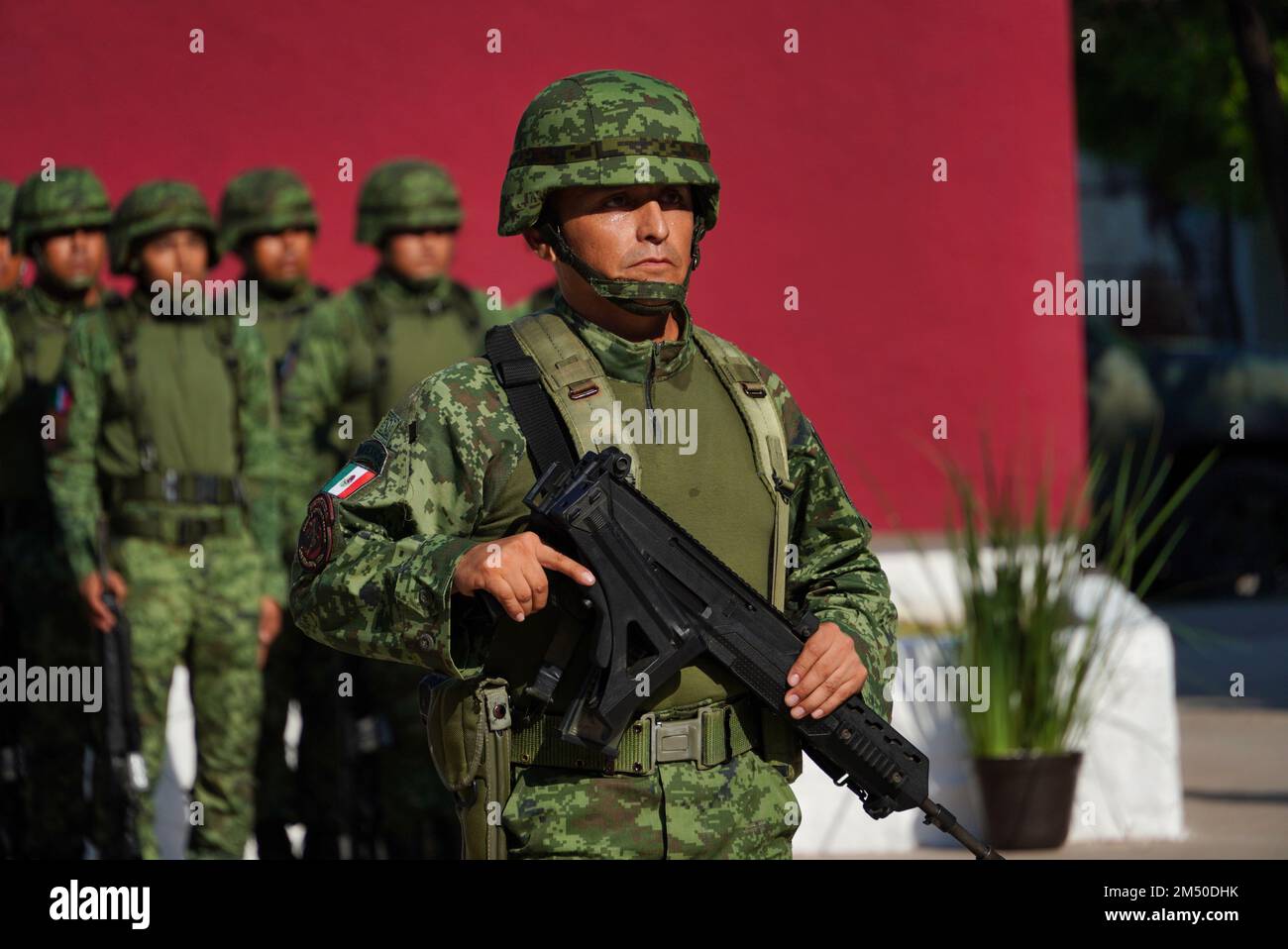 The Mexican soldiers, military forces during a civic ceremony on the ...
